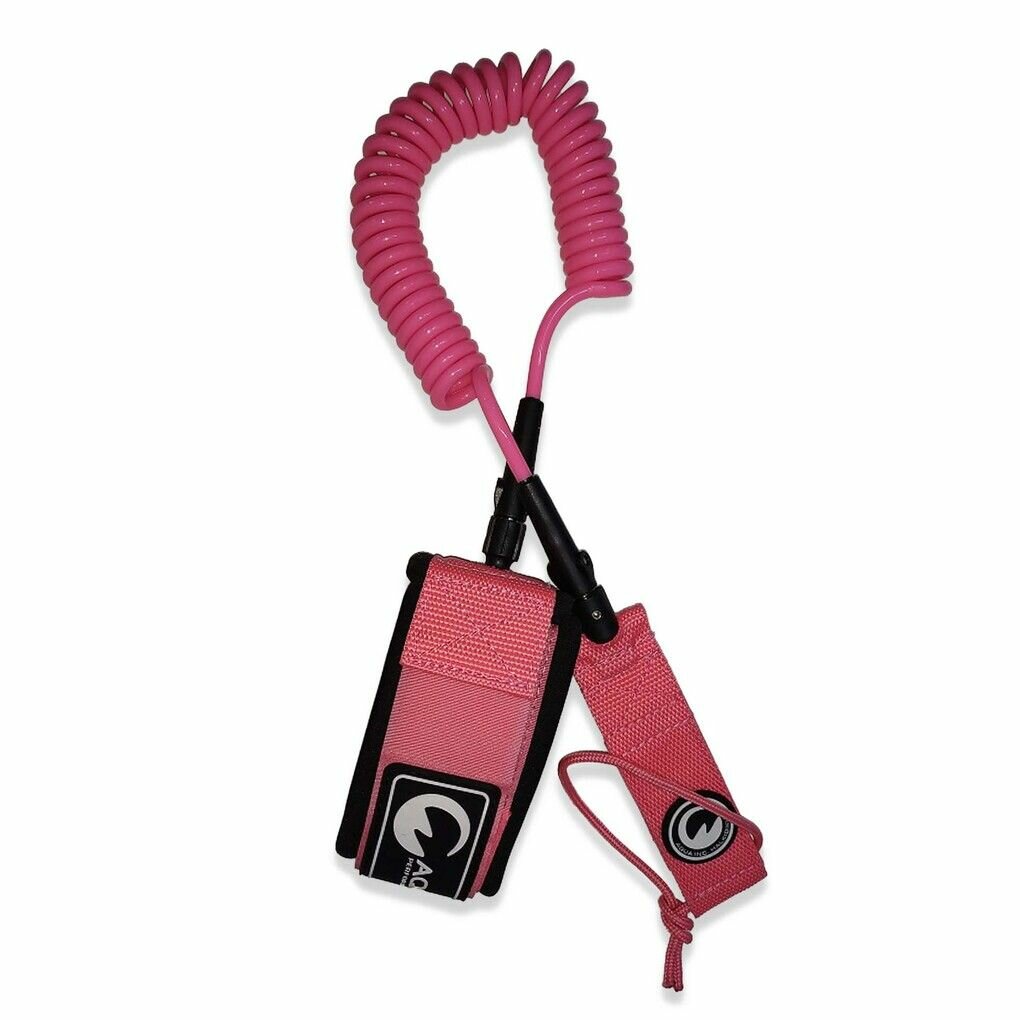 Лиш страховочный трос для сапборда сап / sup доски SUP витой AQUA INC. Coiled 10' (305 см) pink
