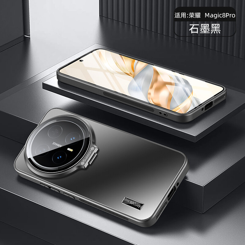 Чехол Для Honor Magic 8 Pro / Хонор Магик 8 Про, soft touch, чехол-кардиомонитор, поликарбонат (PC), защита камеры, ударопрочный, встроенная подставка, усиленные углы, Honor, Honor Magic 8 Pro, black,