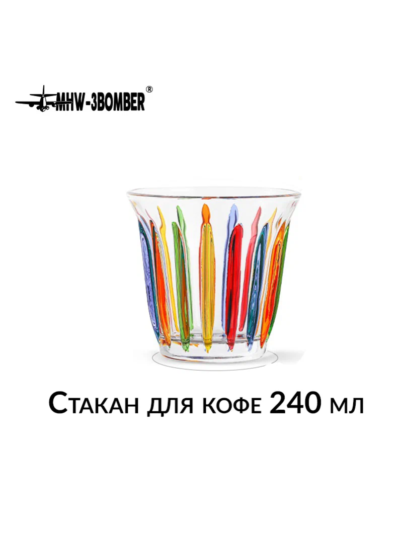 Стакан для кофе стеклянный MHW-3BOMBER Wright Cup Painted, 240 мл, прозрачный