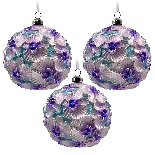 Набор стеклянных шаров Fermo - Пленительная Орхидея 10 см фиолетовый, 6 шт, Christmas Deluxe, 13972-набор
