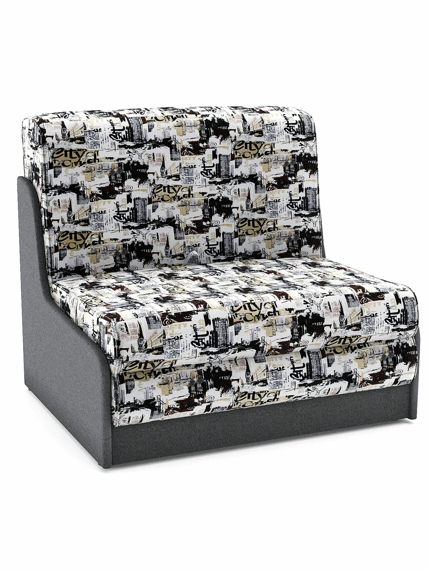 Кресло-кровать раскладное 100 см, без подлокотников, флок Сити серый 71+150 / олбп