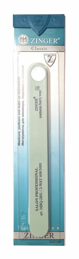 Полировка для ногтей двусторонняя с пчелиным воском Zinger MBQ-2801, 600/3000 грит