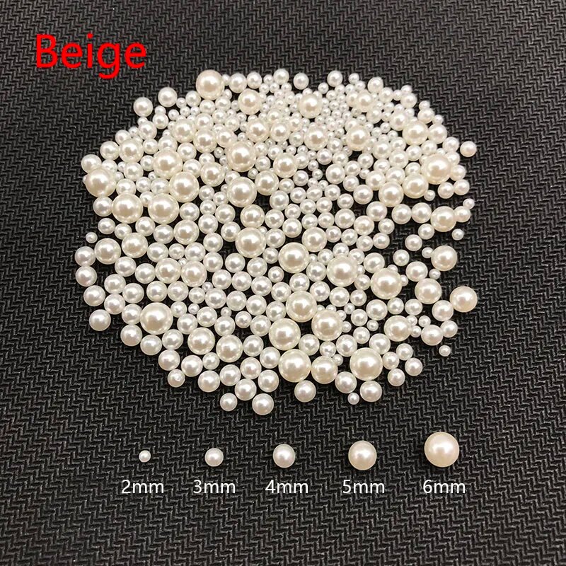 Бежевые бусины imitation pearl, 400шт, Mix Size