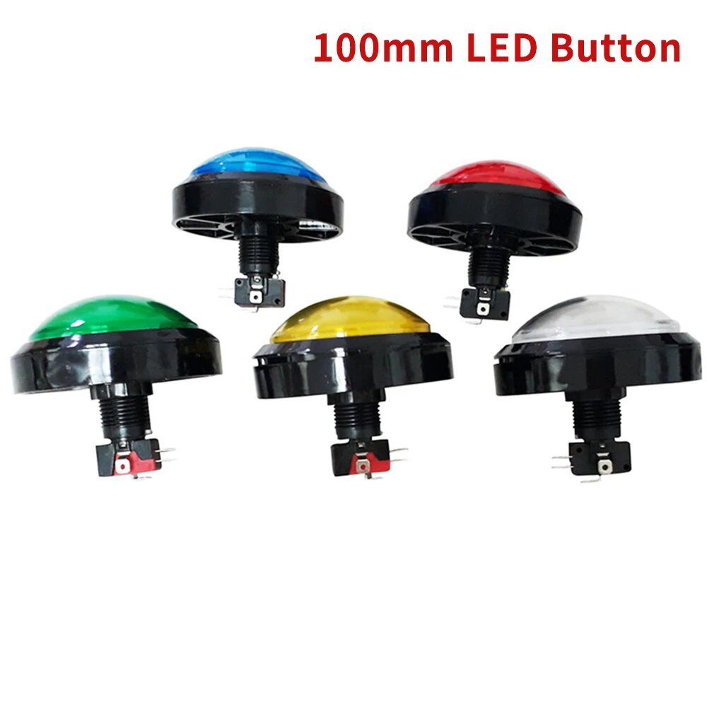 100mm LED Аркадные кнопки, набор 10 шт, DIY, разноцветные