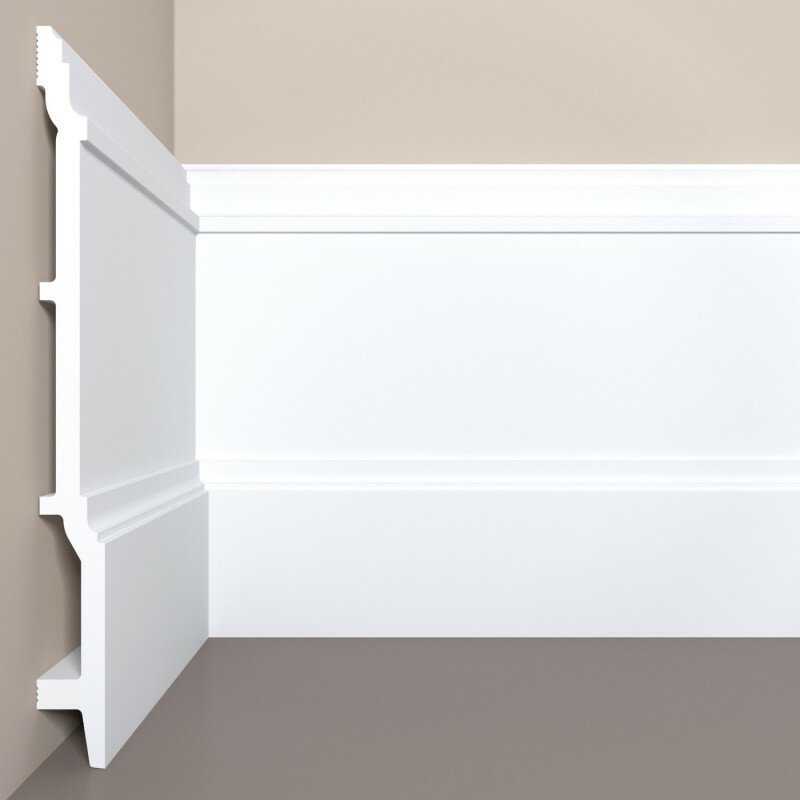 Плинтус напольный 22x200 мм белый ударопрочный полистирол полиуретановый под покраску 1 метр