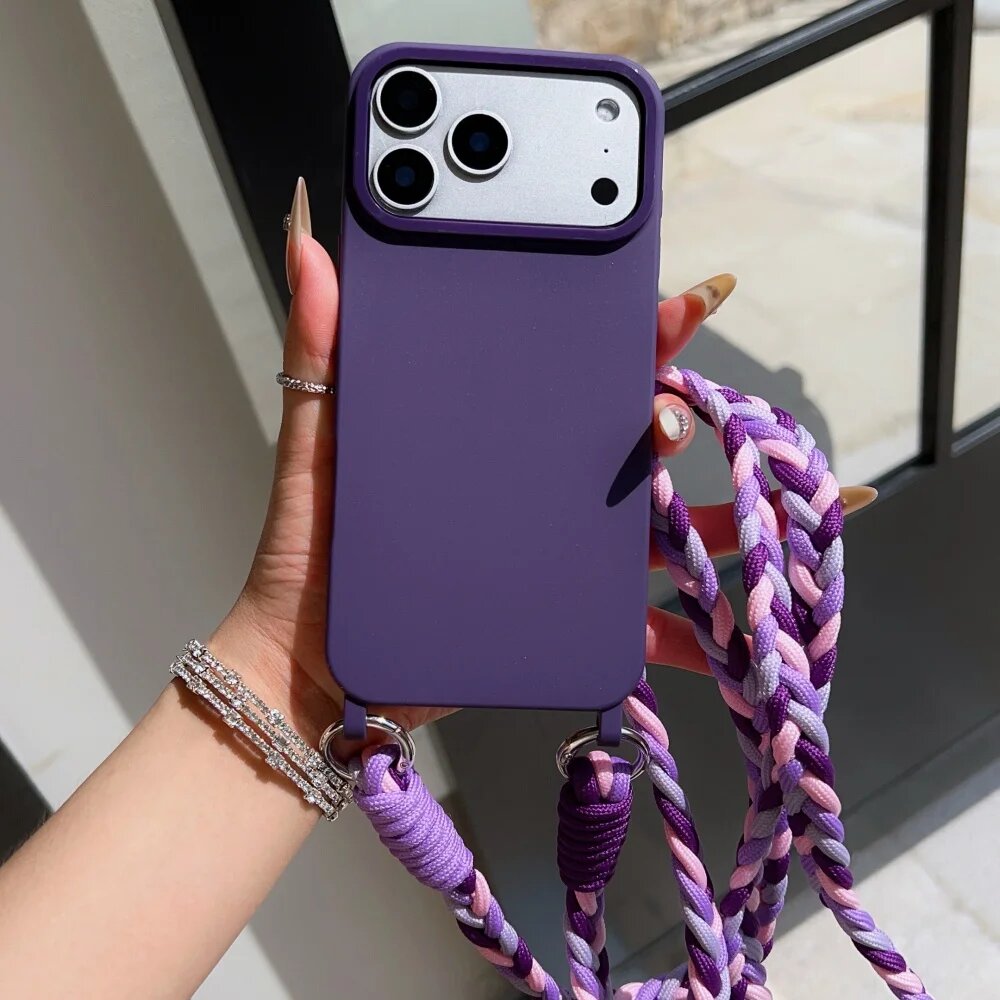 Чехол для iPhone 17 Pro фиолетовый с ремешком