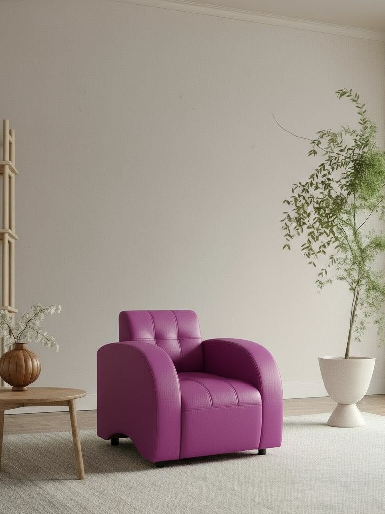 Кресло Вега с подлокотниками розовая кожа в офис, дом, салон красоты, прихожую, гостиную, зону ожидания.