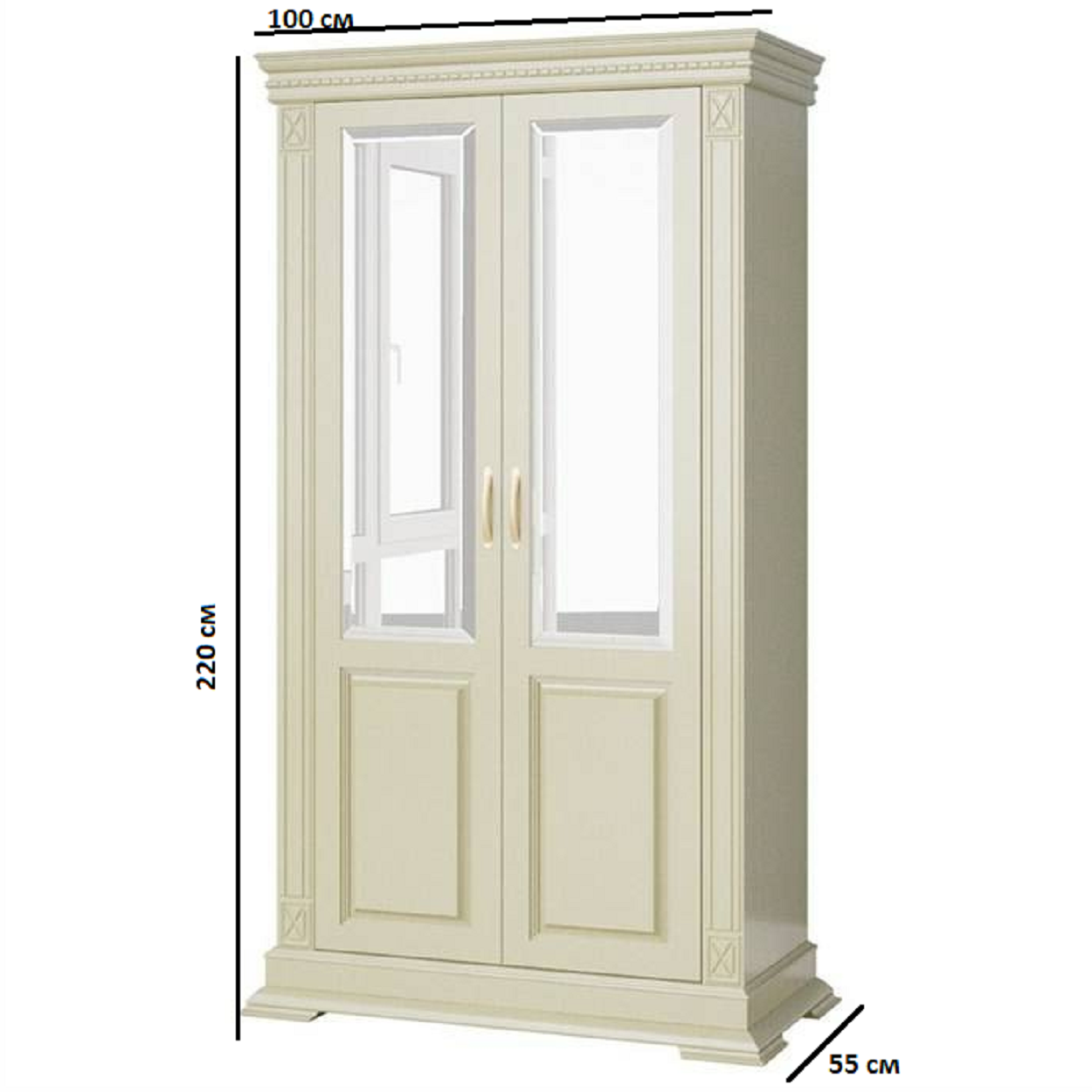 Шкаф распашной , Верди Premium 029 белый, зеркало, 100*55*220