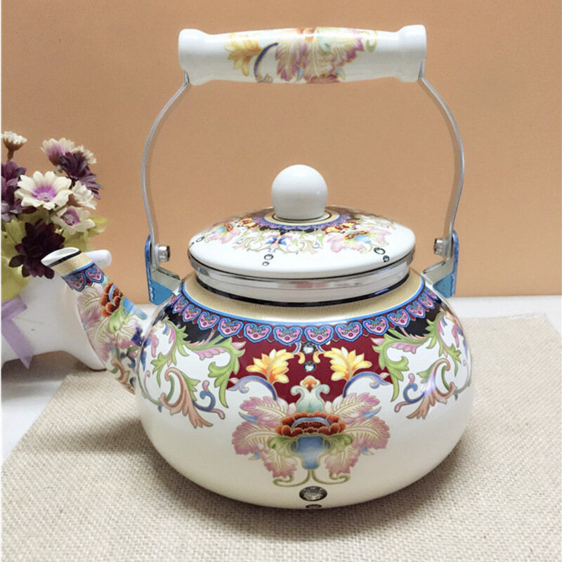 Эмалированный турецкий чайник 1,5 л — для газовой, электрической и индукционной плиты, стильный аксессуар для кухни