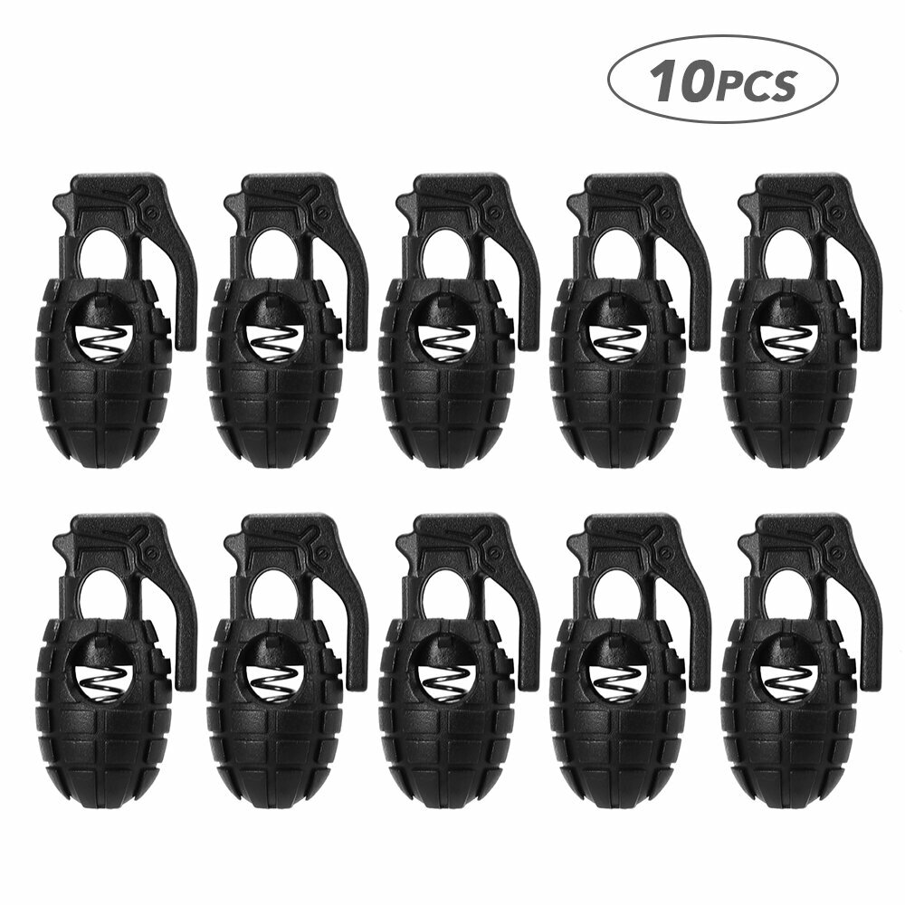 10 шт. Пластиковые стопоры для шнуров с пружинным фиксатором, концевыми зажимами для походов, кемпинга, рюкзаков и шнурков
