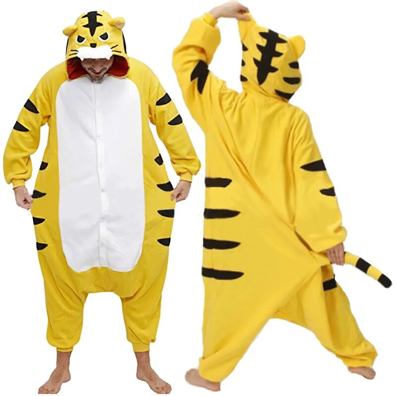 Костюм анималистический серый волк красный носорог огненный дракон Желтый, S, Yellow Tiger
