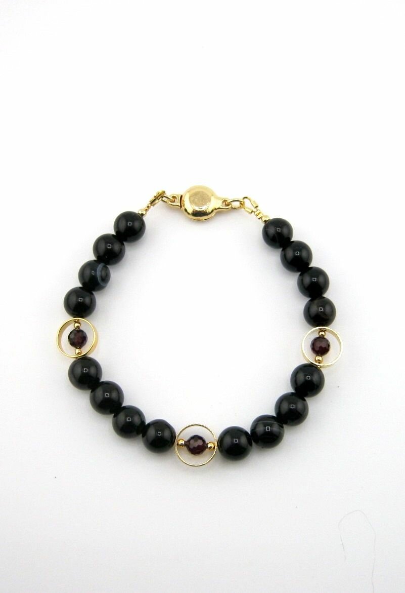 Браслет NN, гранат, агат