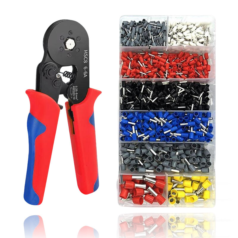 Обжимные плоскогубцы 23-7AWG 0,25-10 мм² , Обжимной инструмент для обжима наконечников, 1200 шт зажимных клемм