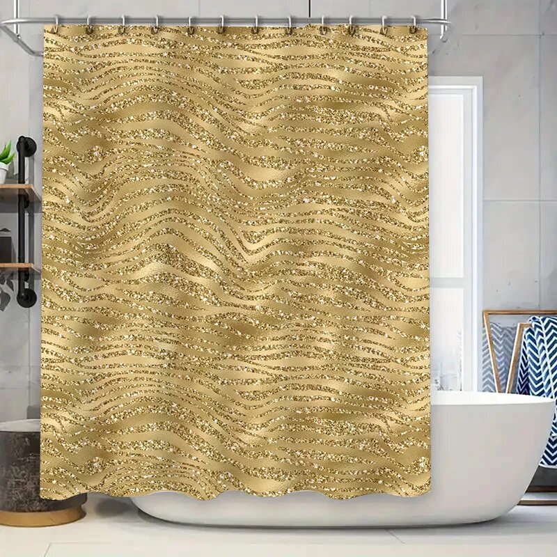 Золотая занавеска для душа из полиэстера, 60009575, 180x200cm