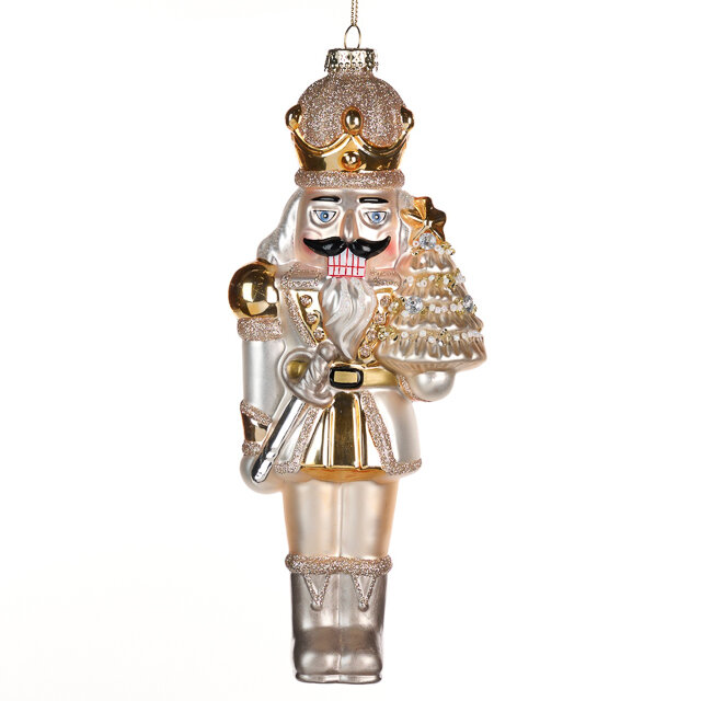 Стеклянная елочная игрушка Щелкунчик с елочкой - Instants Magiques 21 см, Goodwill, YA92636