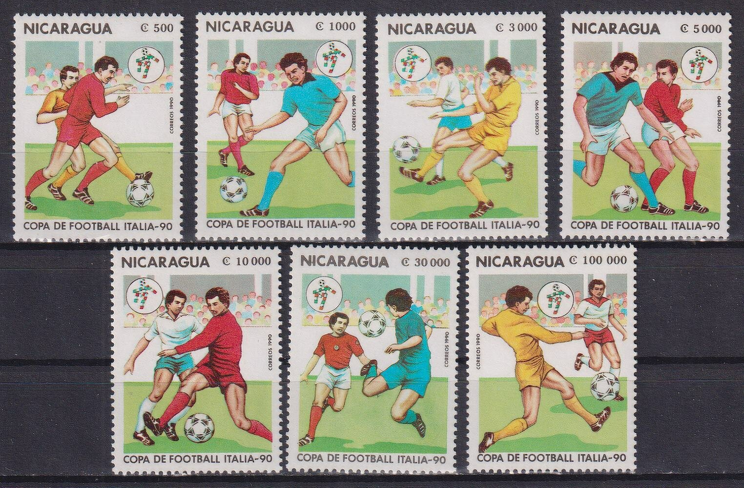 Почтовые марки Никарагуа 1990г. "Чемпионат мира по футболу - Италия" Футбол, Спорт MNH