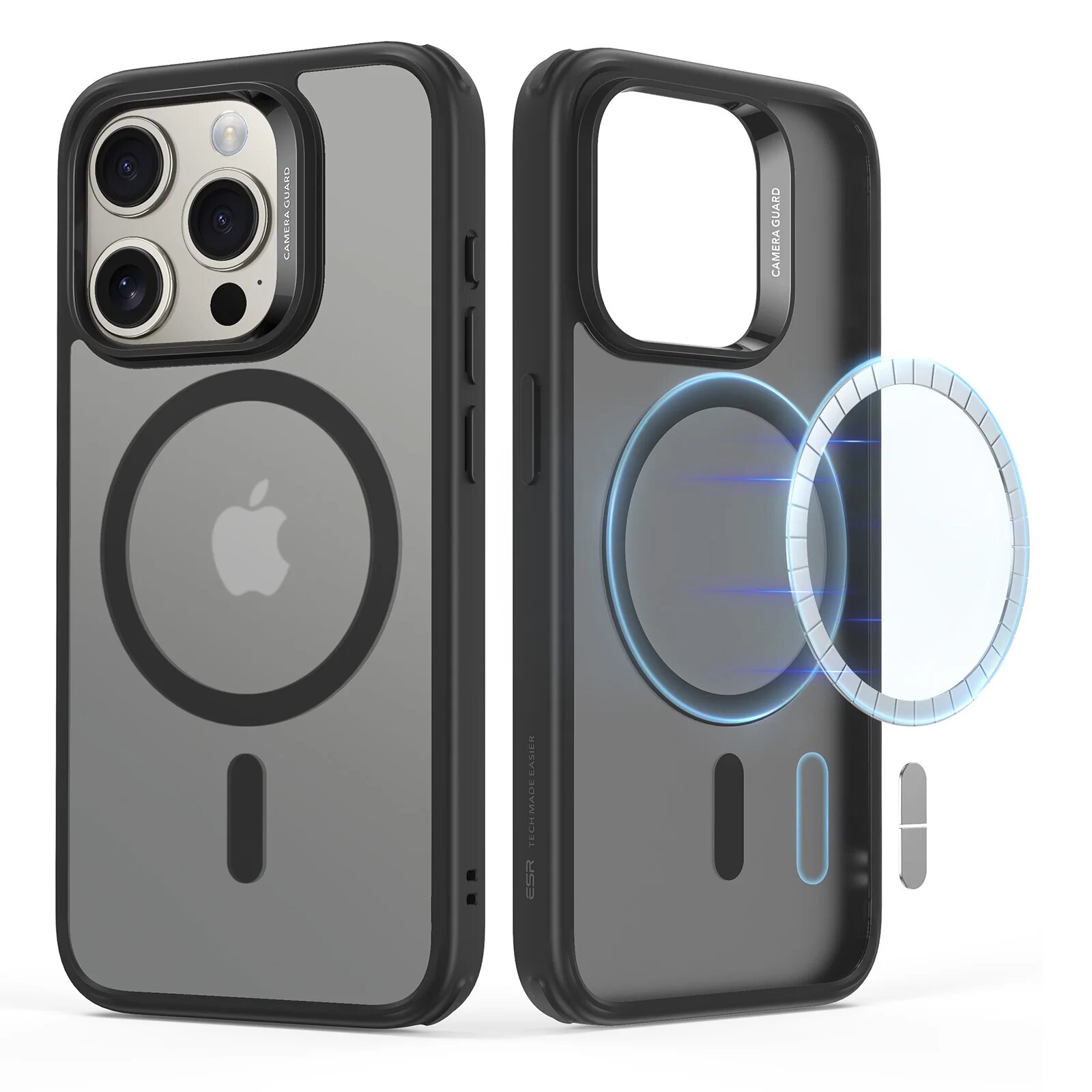 Магнитный чехол ESR для iPhone 16/15/14 Pro Max для iPhone 16/15/14/13/16e, защитный чехол с мощной задней крышкой HaloLock для iPhone 15 Pro Max, Translucent Black
