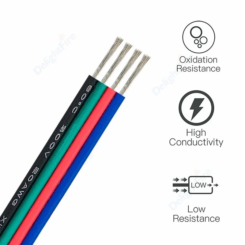 DelightFire RGB светодиодный соединительный провод 18 20 22AWG 22AWG, 4pin, 20m