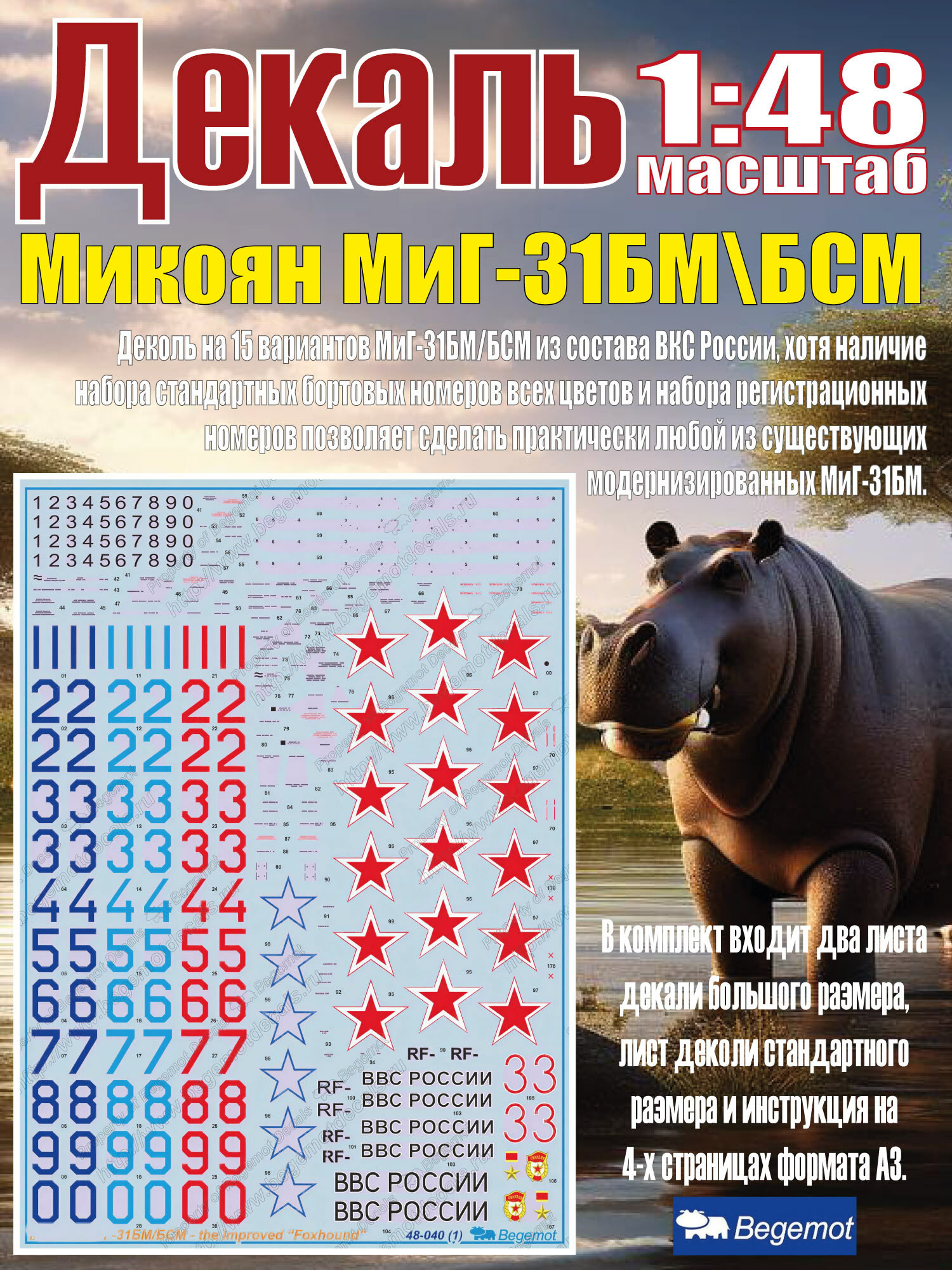 Декаль М_икоя_н М_иГ-31БМ\БСМ. Масштаб 1:48