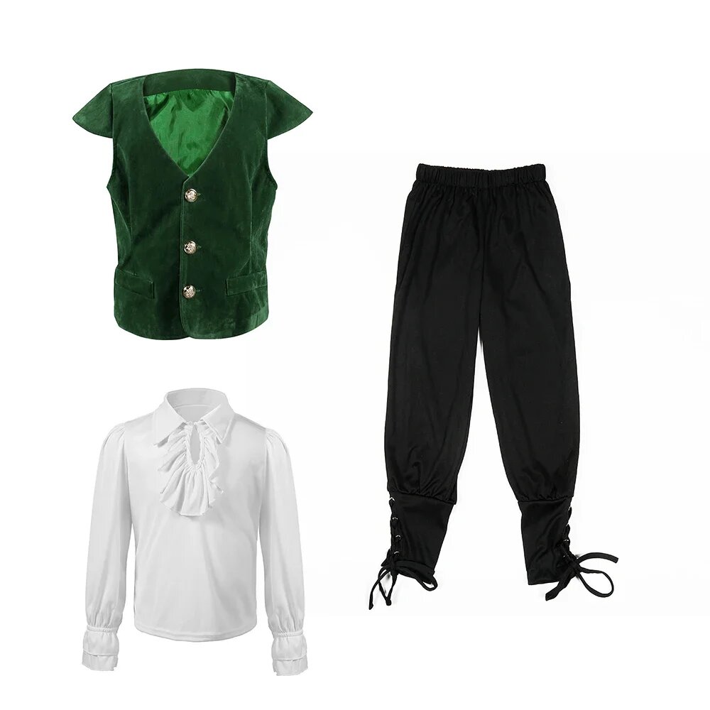 Пиратский костюм для мальчика, полиэстер Изумрудный, L, 3PCS