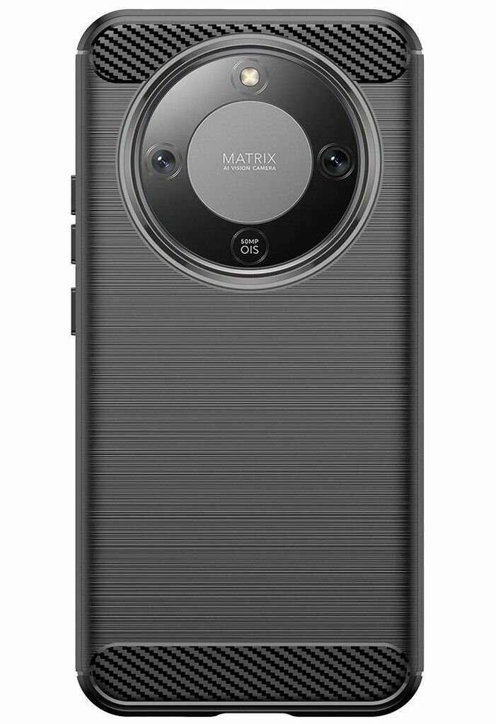 Чехол на Honor X9d силиконовый карбон сталь чёрный противоударный