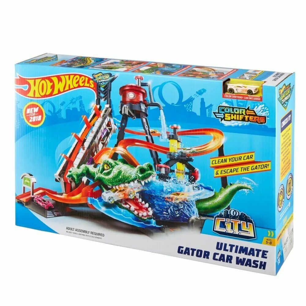 Hot Wheels Mega Автомойка City Color Shifers-Атака Крокодила