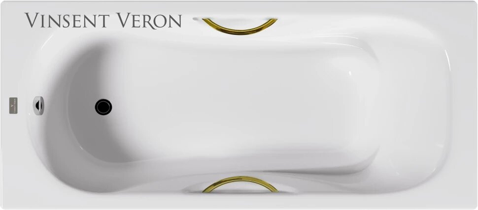 Ванна чугунная Vinsent Veron Aura VAU1707042H/VH0015GD 170x70 см, с ручками, белый