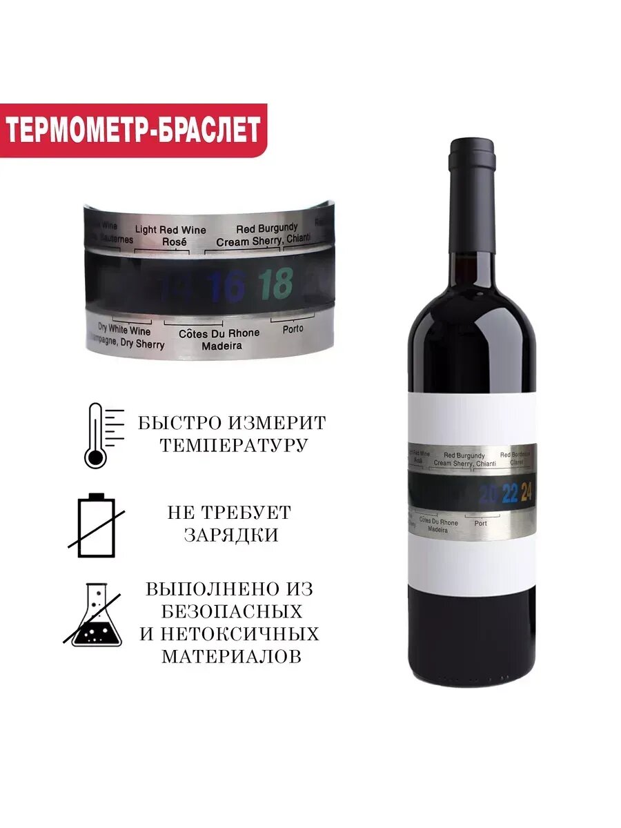 Термометр-браслет, для вина