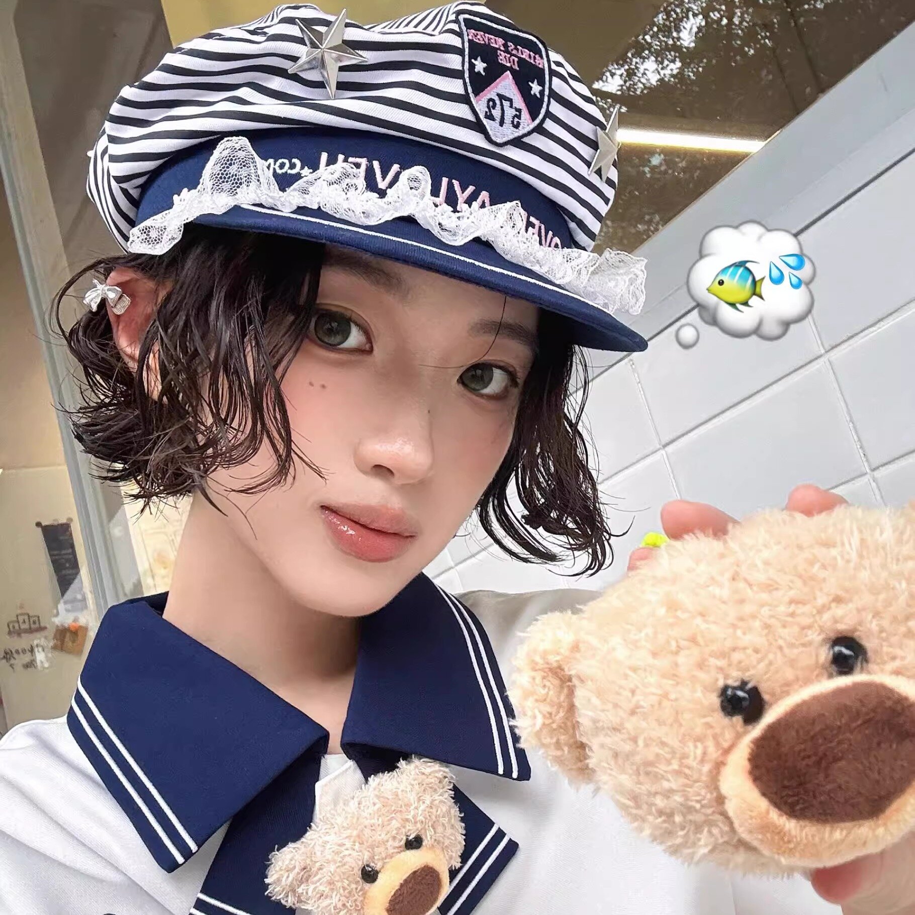 Новинка 2025 года, полосатый кружевной берет в темно-синем стиле, женский британский стиль, шляпа с плоским цилиндром, пляжная шляпа для фото моряка для девочек