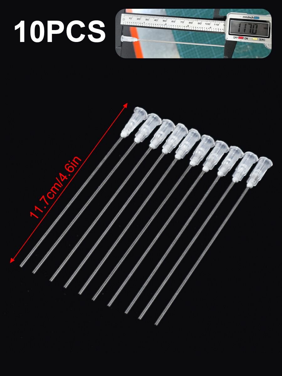 Шприцы для точного дозирования клея и чернил, 10 тупых игл 9,9 см с плоской горловиной, набор для электроники, творчества и жидкостей