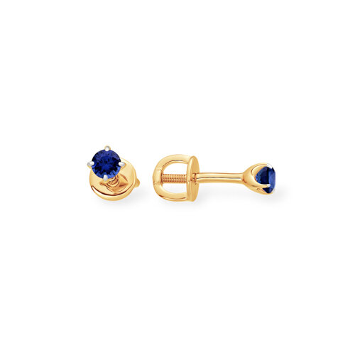 Серьги золото, 585 проба, сапфир