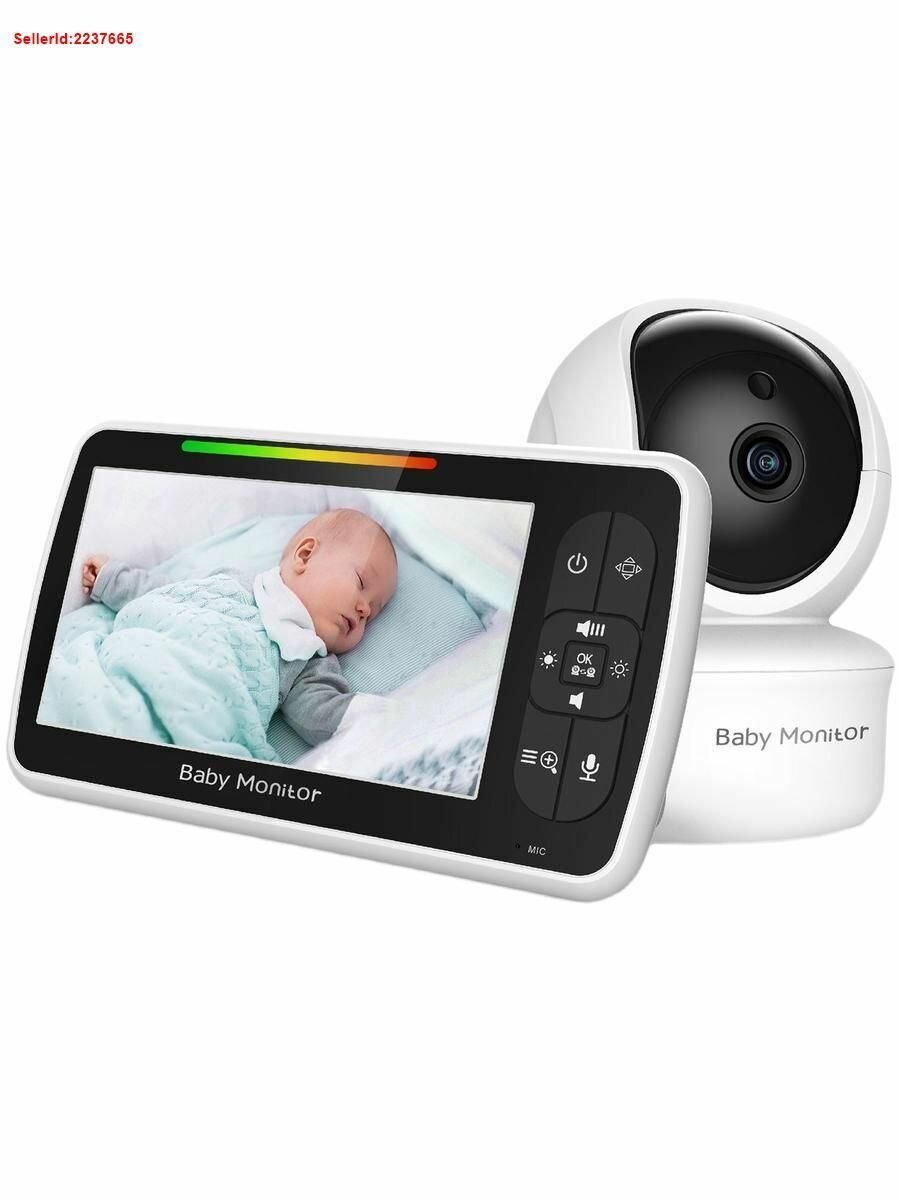 Baby Monitor SM650 Беспроводная поворотная видеоняня с двусторонней связью / цветной экран / радионяня с колыбельными мелодиями и режимом ночного видения