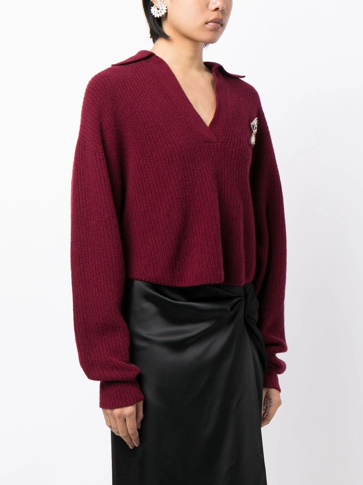 Джемпер PHILOSOPHY Di Lorenzo Serafini Logo-patch chunky-knit jumper, размер 44, красный — фото 1