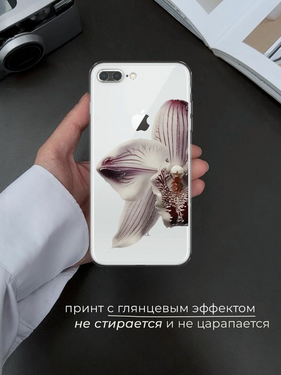 Чехол на Apple iPhone 7 Plus / Айфон 7 Плюс с принтом Белая орхидея — фото 1