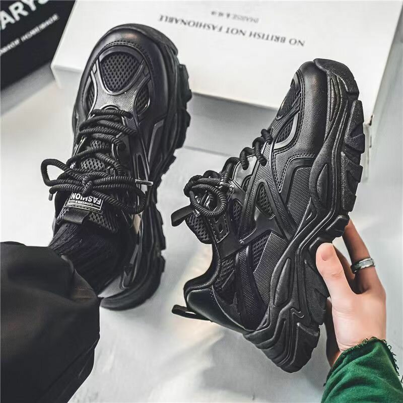 LUO Обувь мужская Летняя для мужчин Сетчатая белая толстая подошва/X03 black