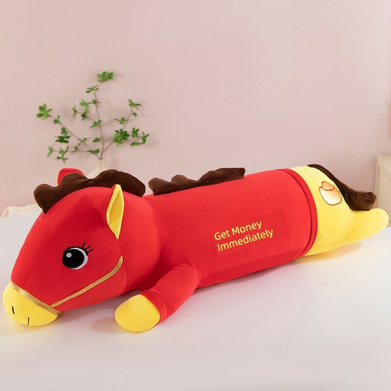 Плюшевая игрушка-талисман «Год Лошади», красная кукла-лошадь по знаку зодиака, плюшевая подушка для сна для мужчин и