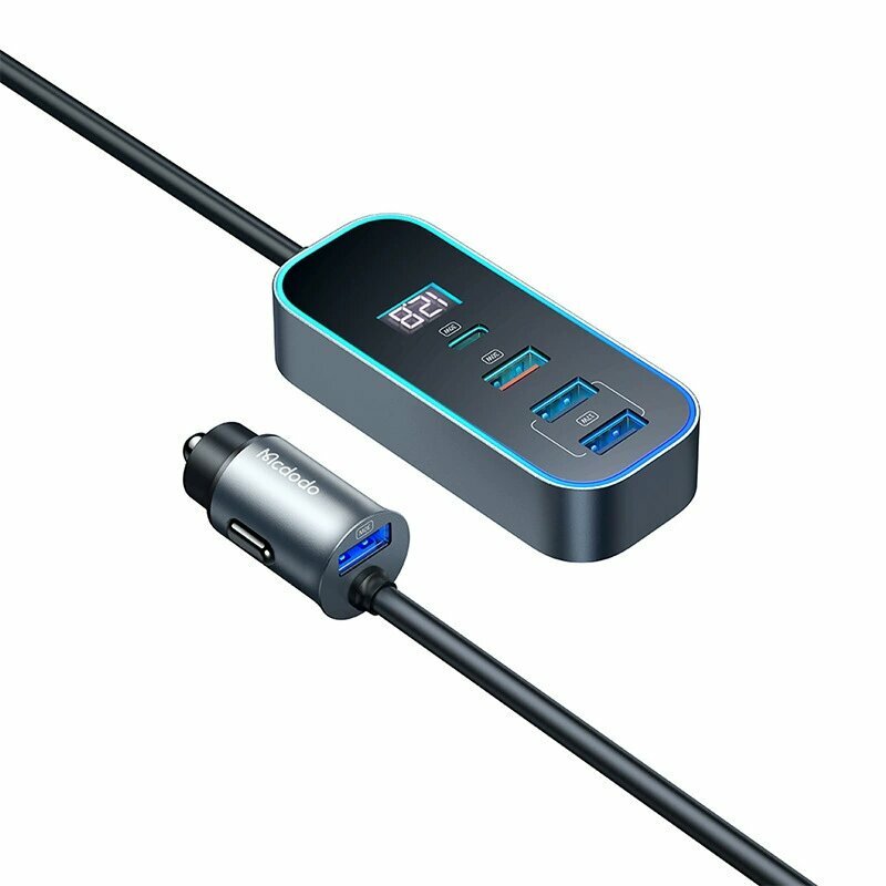 McDodo 5-портовое автомобильное зарядное устройство с USB-C PD быстрой зарядкой 107 Вт для Samsung и Apple, с кабелем,