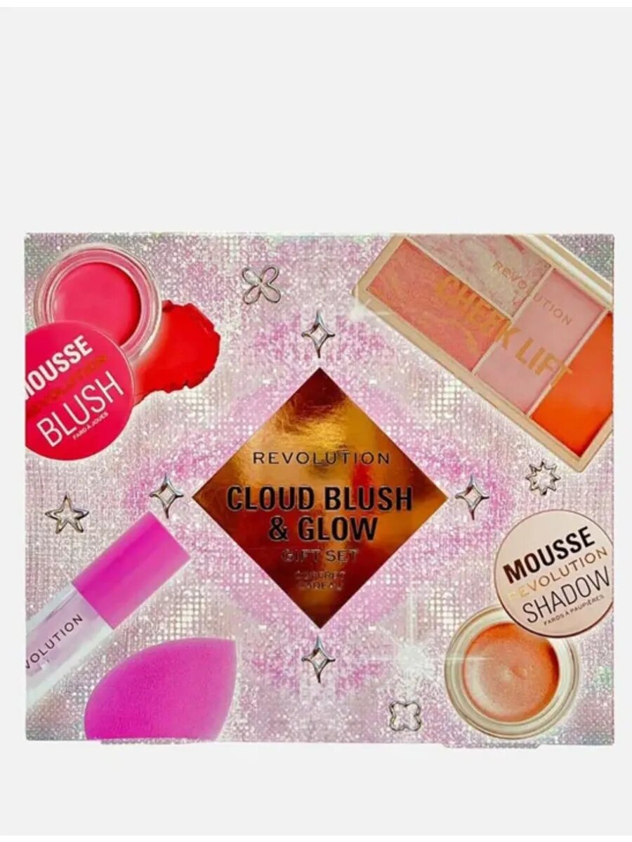 Подарочный набор MAKEUP REVOLUTION cloud blush and glow highlight gift set. Адвент