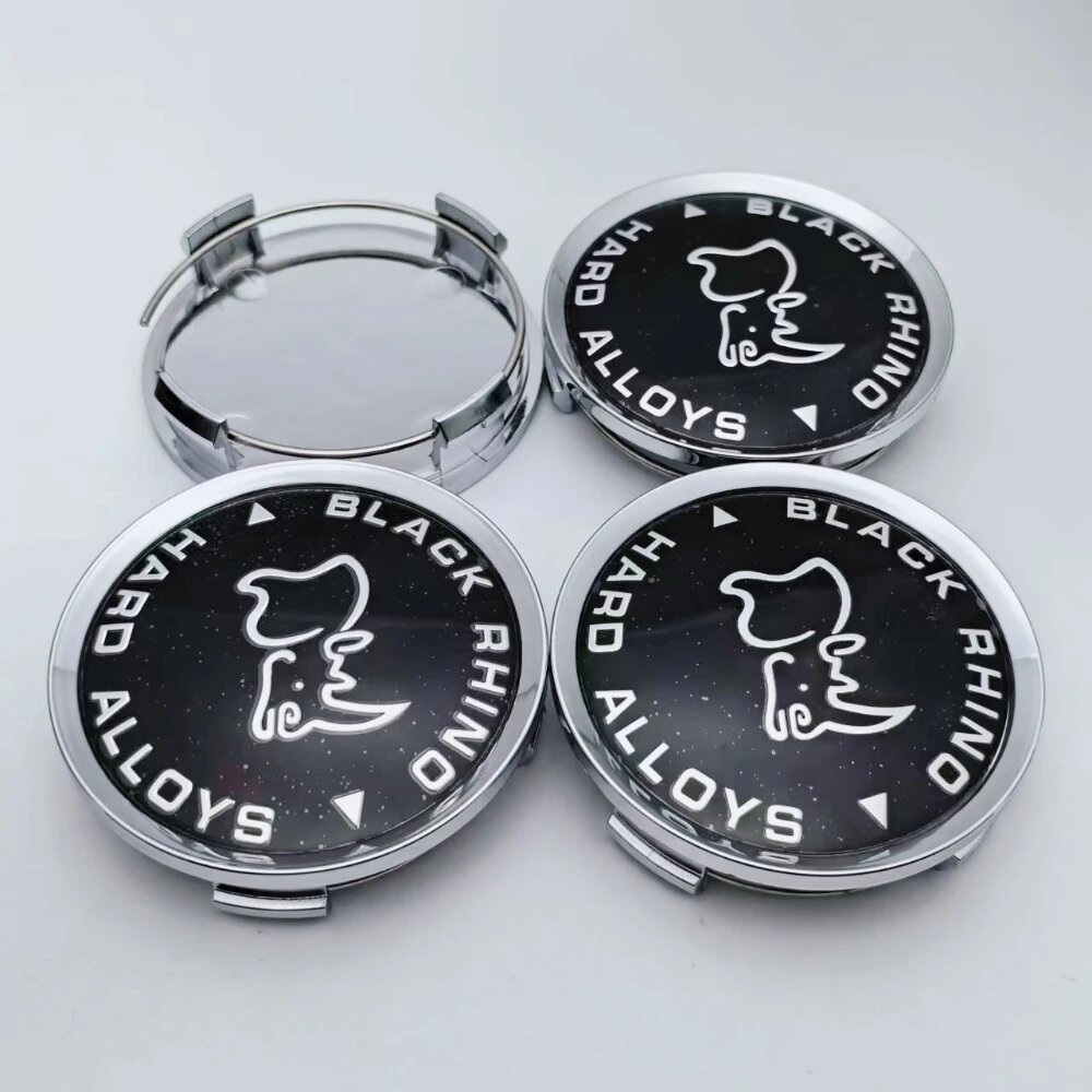 4 шт, черный значок с логотипом Rhino 74 мм, 69 мм, колпаки для центров колес автомобиля, колпаки для ступицы колес, эмблема носорога, обод, колпаки, крышка, автомобильные аксессуары 74MM S Black Silver