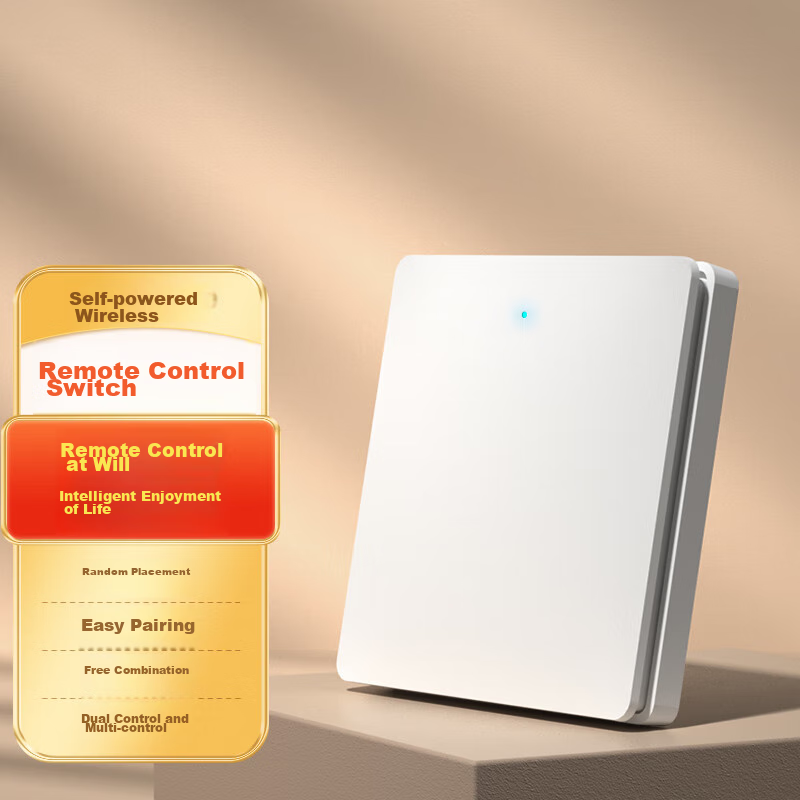 Linptech Smart Wireless Remote Control Switch K9, Self-Powered, No Wiring Required, Can Be Pasted Anywhere, 86-Type Dual Control, Single Button White