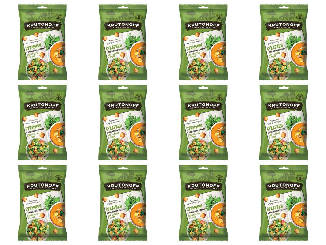 Крутоноф, Сухарики с прованскими травами для салатов и супов, 100 г, 12 шт.