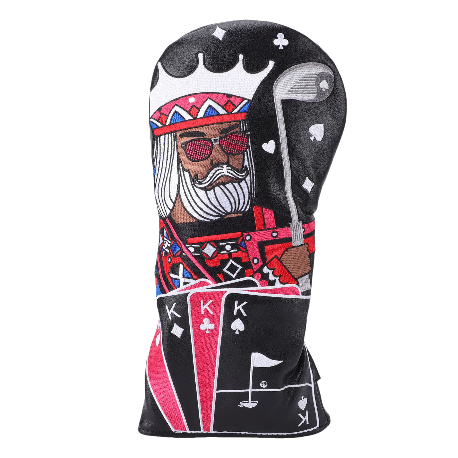 Чехол для клюшки с вышивкой, водонепроницаемый, из полиуретана, защитный чехол для деревянной клюшки с плюшевой подкладкой, черный, King No. 1.