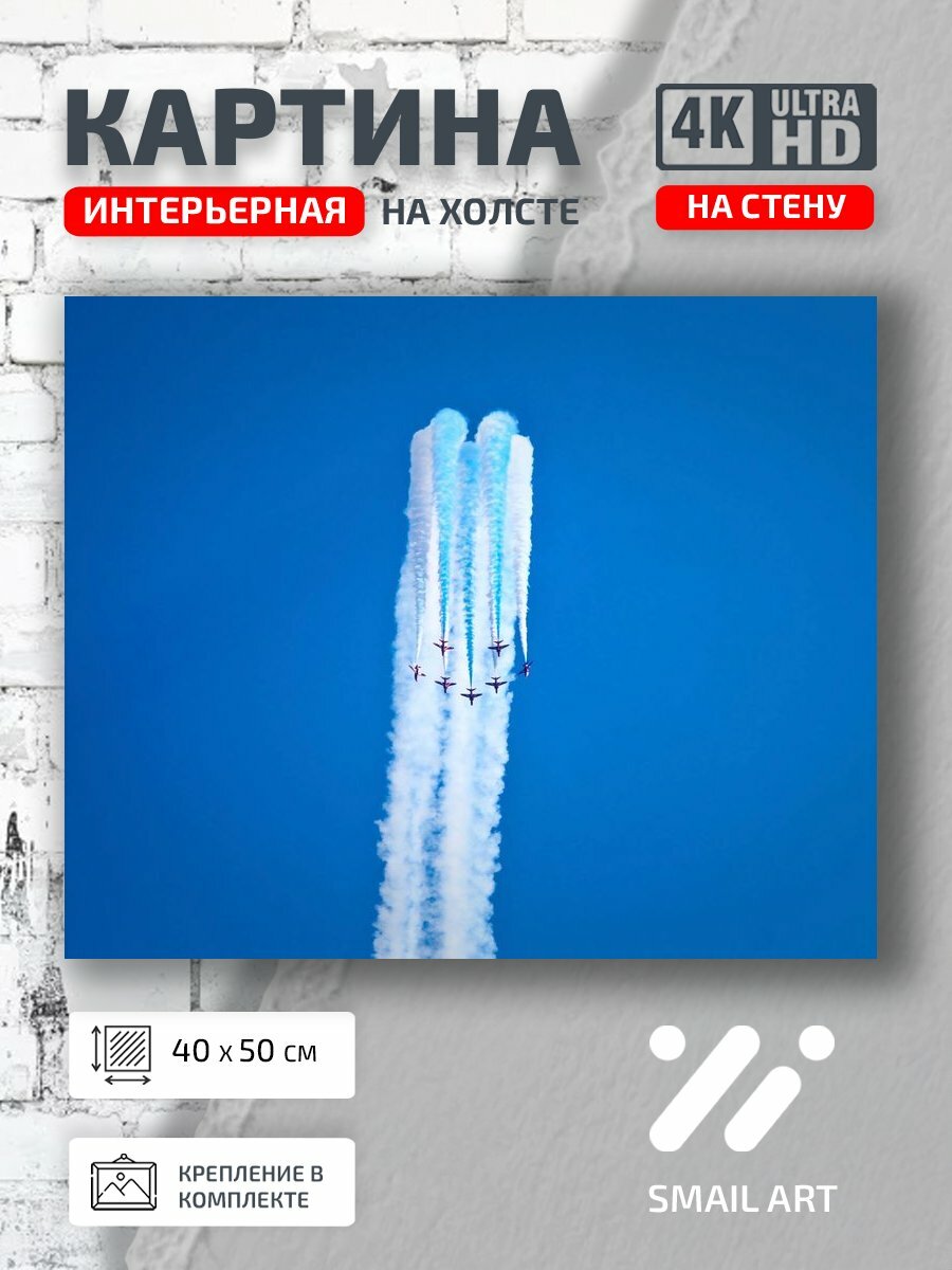 Картина на холсте интерьерная 40 на 50 на стену Парад Fighters для киномана авиация декор