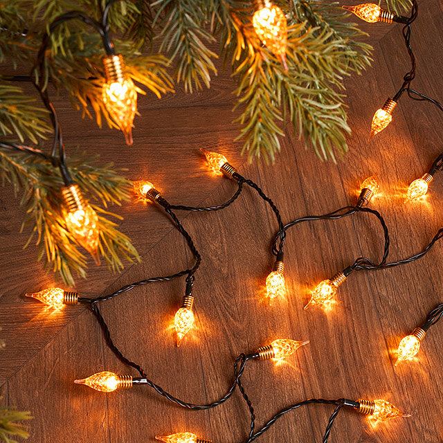 Светодиодная гирлянда Vintage Lights 12 м, 120 теплых белых LED ламп, зеленый ПВХ, контроллер, таймер, IP20, Kaemingk (Кейминг), 493263