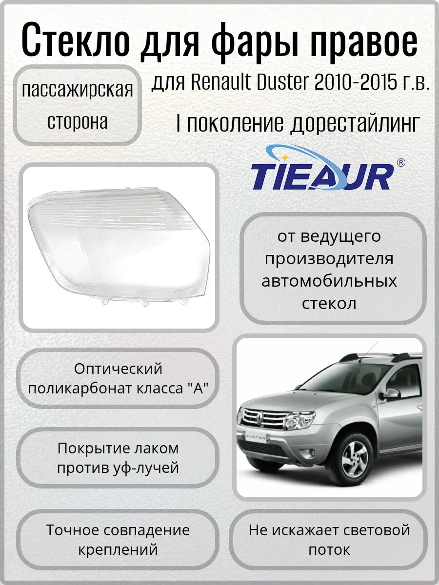 Стекло для правой фары Renault Duster 2010-2015 г.