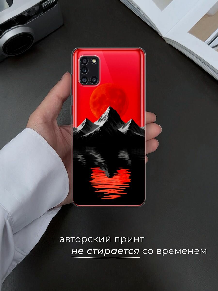 Чехол на Samsung Galaxy A31 / Самсунг Галакси А31 с принтом Черная гора, прозрачный — фото 1
