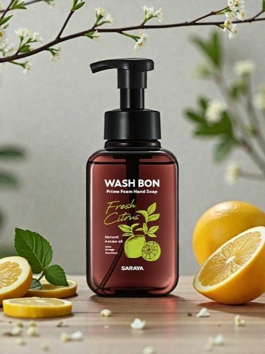 Пенящееся мыло для рук с дозатором Wash Bon "Цитрус", 500 мл