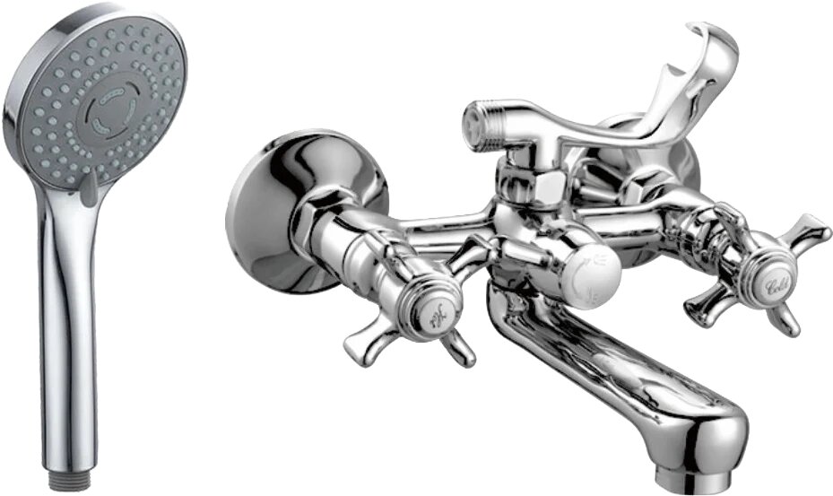 Смеситель для ванны с душем Haiba HB24 HB3024 с душевым гарнитуром, настенный, с поворотным изливом, хром, глянцевый, латунный
