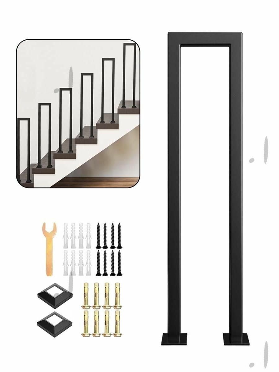 Лестничные перила, металлическое ограждение, черный