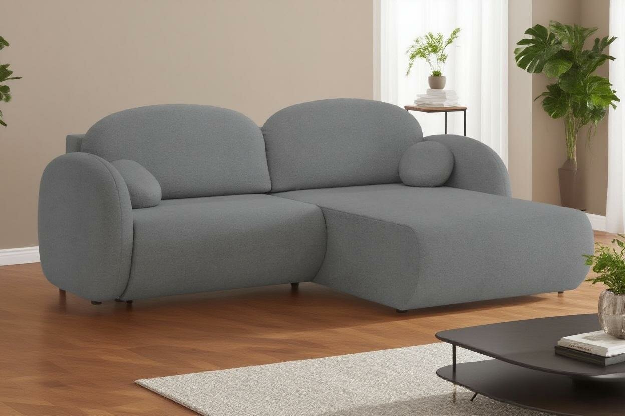 Диван "Teddy Grey", угловой, с ящиком для белья, выкатная конструкция